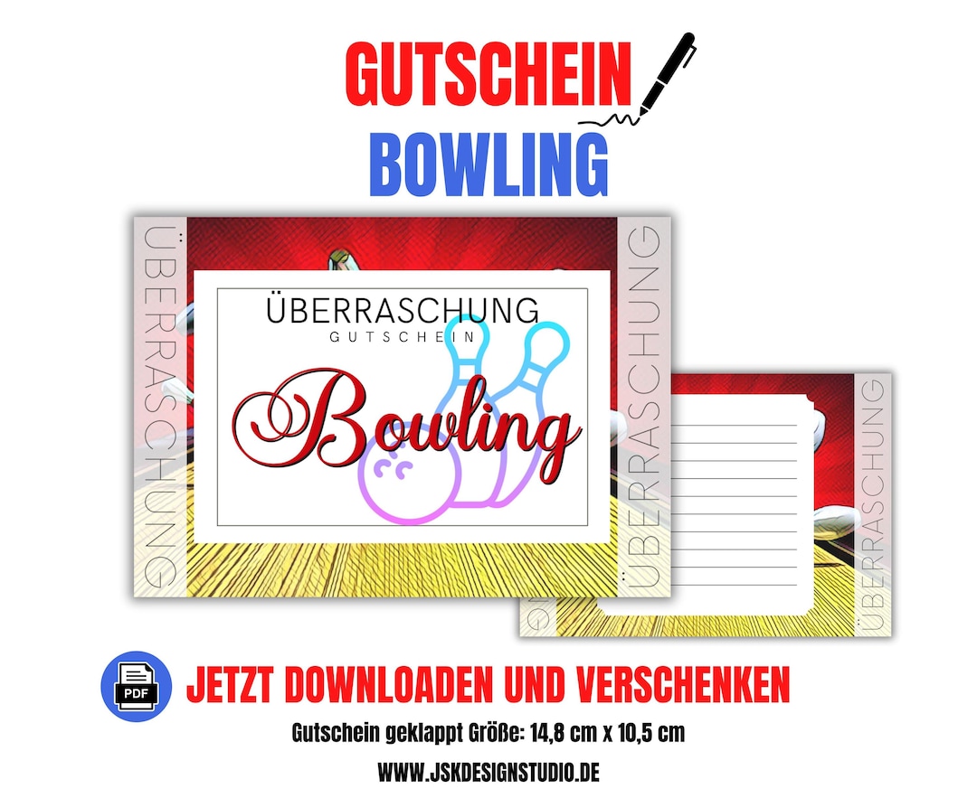 Bowling Voucher Template for Printing | Pdf Customizable | DIY Gift ...
