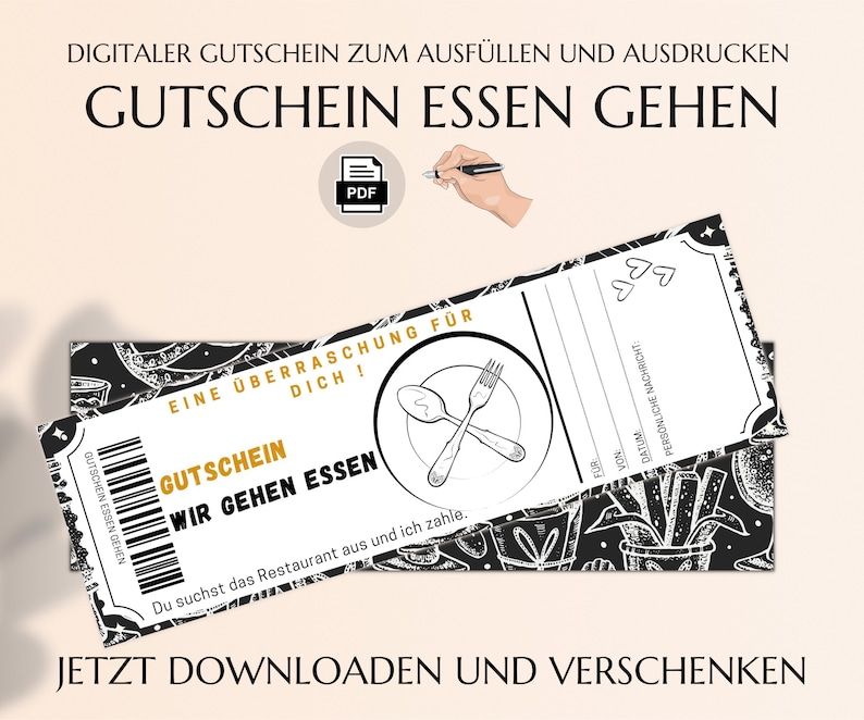 Gutschein Essen Gehen Gutscheinvorlage Zum Ausdrucken Restaurant ...