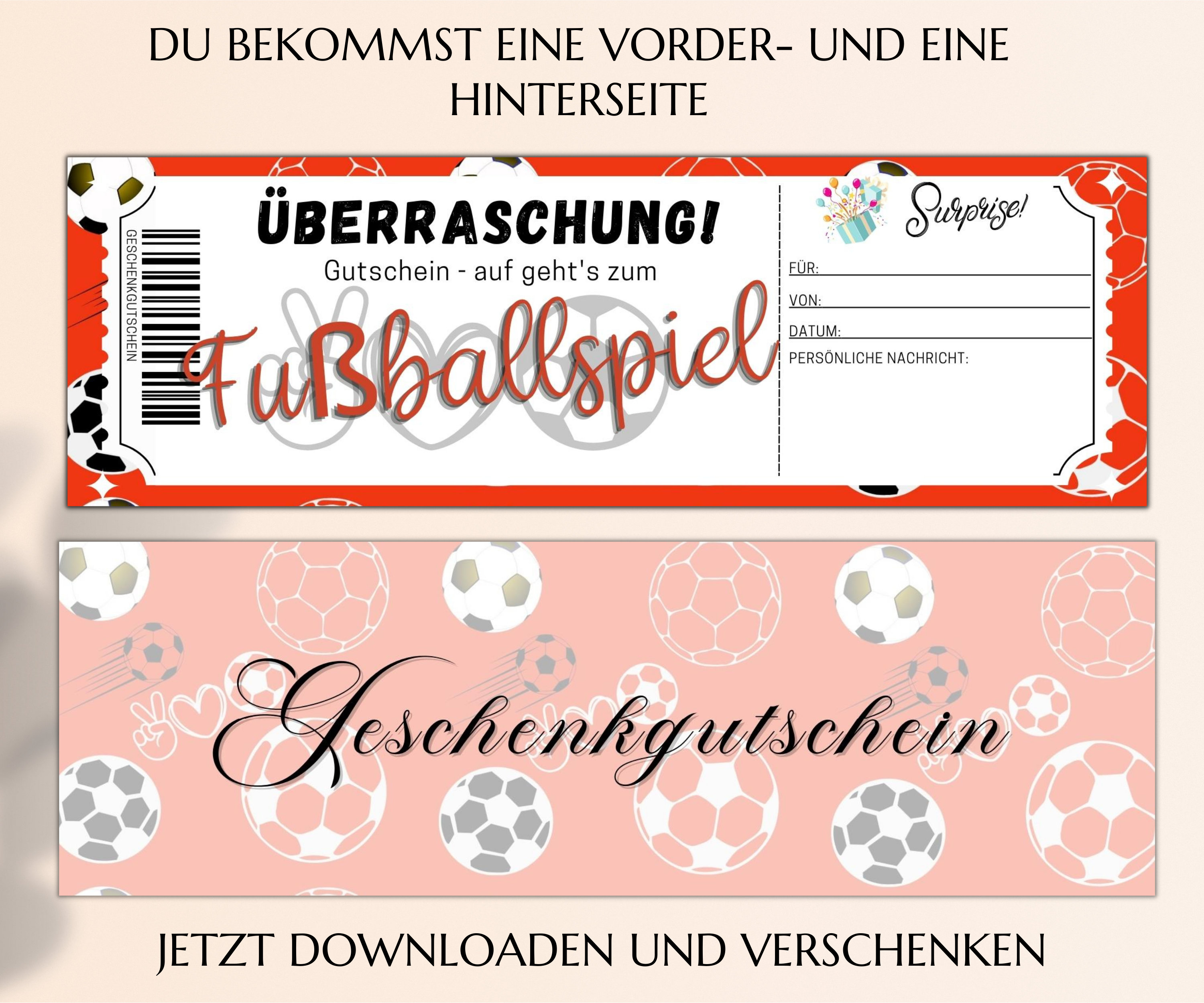 Fußball Gutschein Vorlage zum Ausdrucken Fußballspiel Geschenkgutschein Stadionbesuch ...