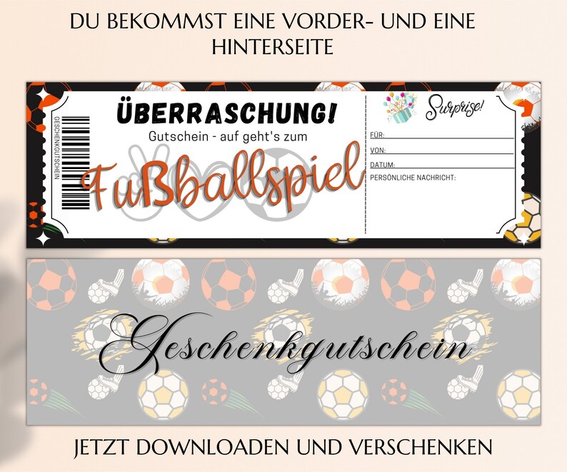 Fußball Gutschein Vorlage Zum Ausdrucken Fußballspiel Geschenkgutschein Stadionbesuch ...