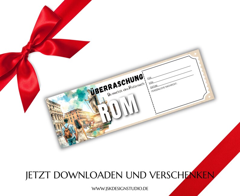 Travel Voucher Rome Voucher Template to Print PDF Download Gift Idea ...