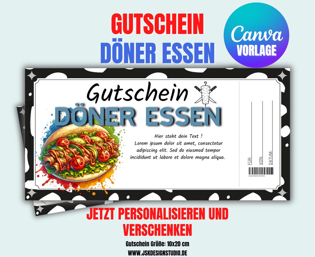 Voucher for Kebab Printable Voucher Template Gift Voucher to Edit in ...