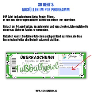 Fußball Gutschein Vorlage zum Ausdrucken | Fußballspiel Geschenkgutschein | Stadionbesuch ...