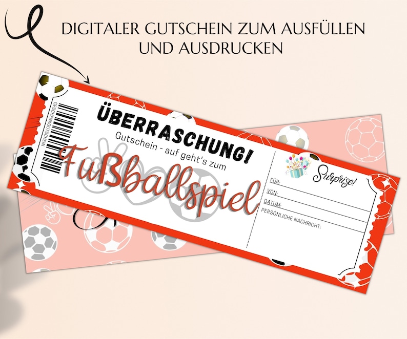 Fußball Gutschein Vorlage Zum Ausdrucken Fußballspiel Geschenkgutschein Stadionbesuch ...