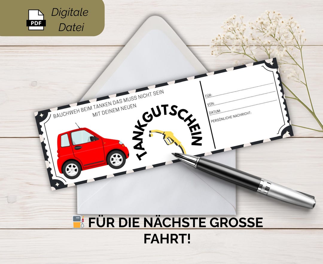 Printable Fuel Voucher PDF Template – Gift Idea for Drivers and ...