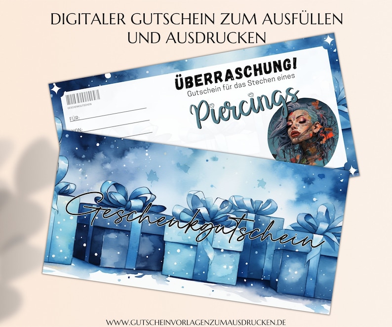 Gutschein Piercing Stechen Vorlage Zum Ausdrucken PDF Gutschein ...