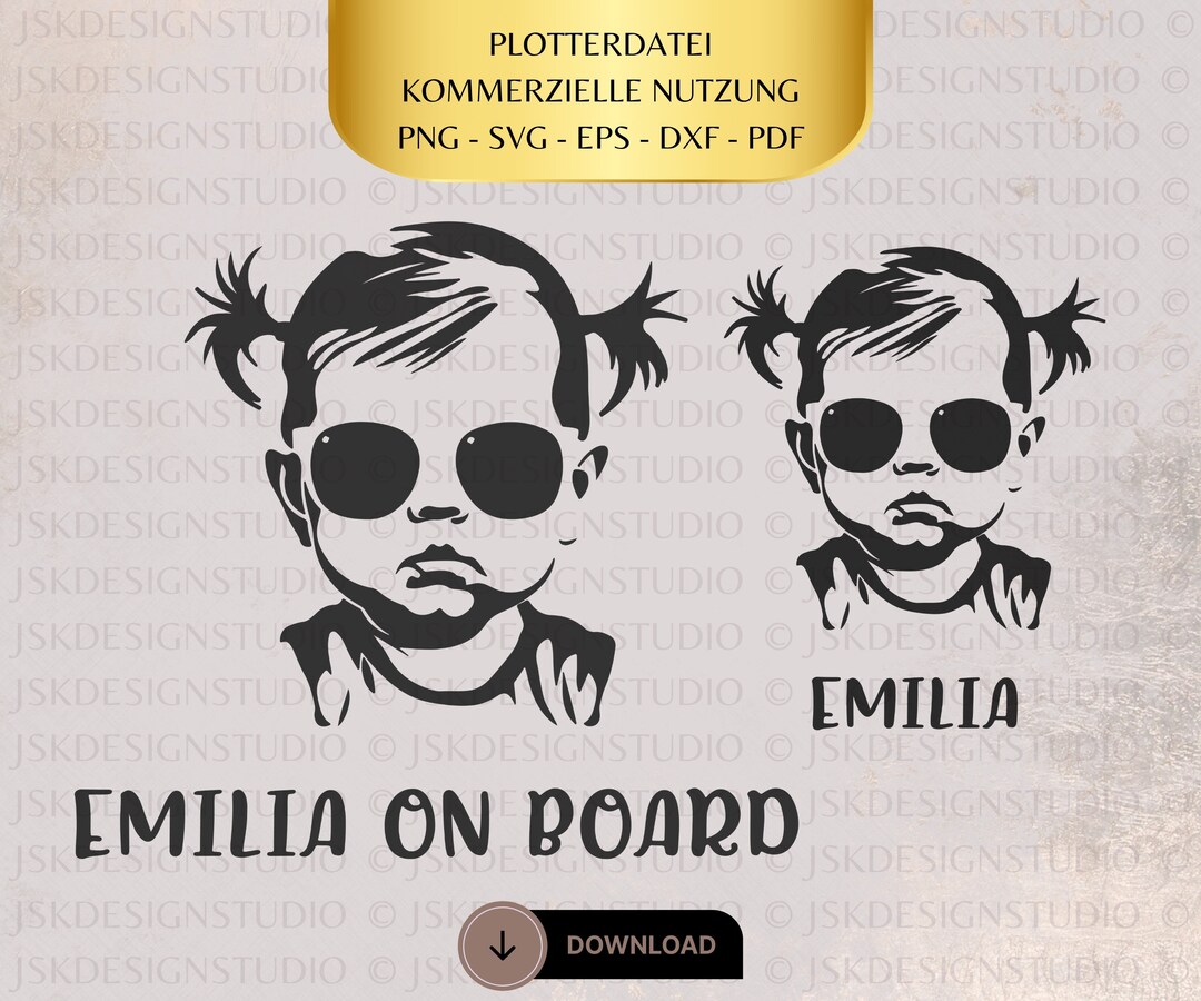 Emilia on Board Bundle Schneid Datei Mädchenname Baby Plotterdatei ...