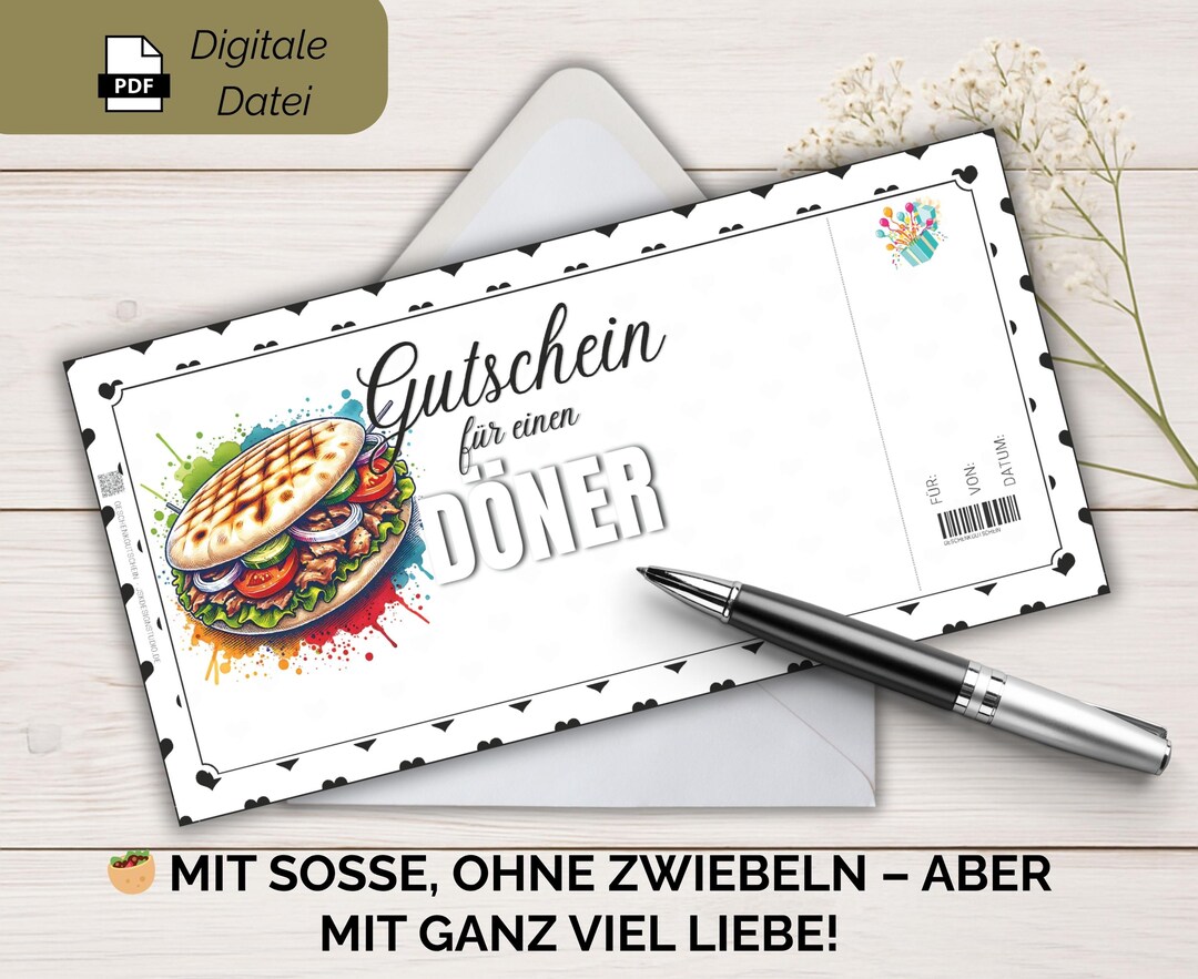 Doner Voucher – Template for Printing | Funny Gift Voucher for Doner ...
