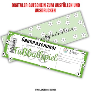 Fußball Gutschein Vorlage zum Ausdrucken | Fußballspiel Geschenkgutschein | Stadionbesuch ...