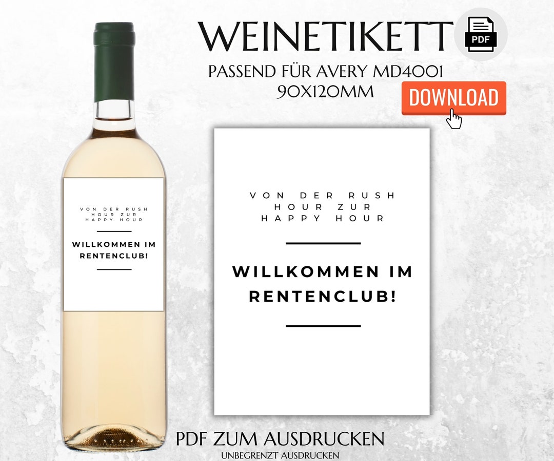 Wine Label Pension Retirement Gift Printable Bottle Label Retirement ...