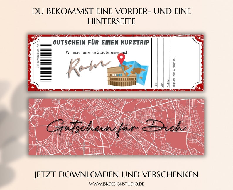 Travel Voucher Rome Voucher Template to Print PDF Download Gift ...