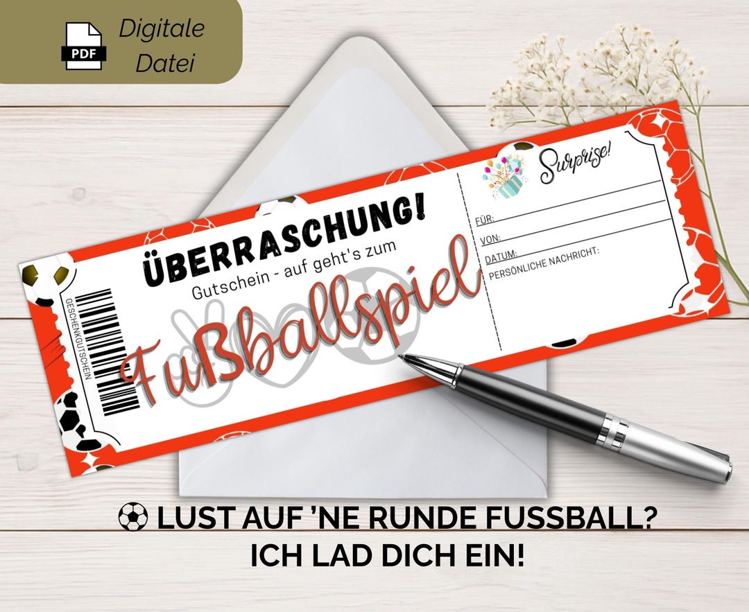 Football Voucher PDF Template for Printing | Gift for Men & Kids ...