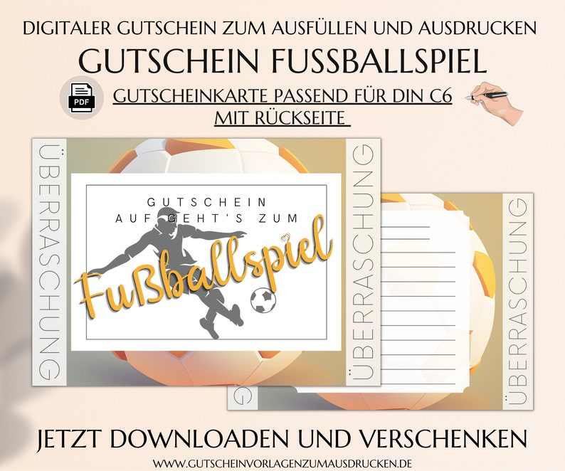 Fußball Gutschein Vorlage Zum Ausdrucken Fußballspiel Geschenkgutschein Stadionbesuch ...