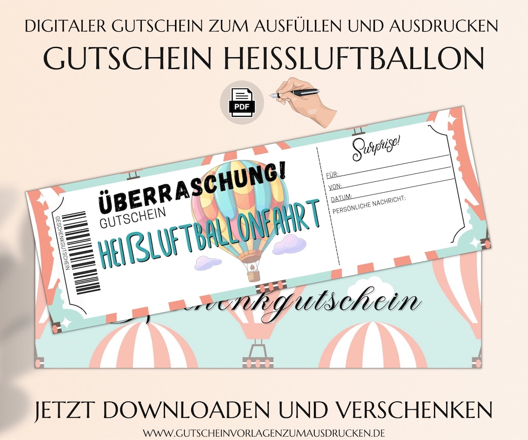 Gutschein Ballonfahrt Vorlage Kostenlos