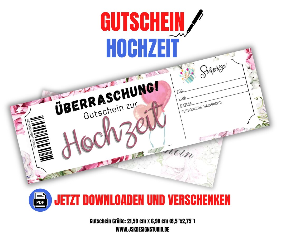 Wedding Voucher Template to Print, Last Minute Wedding Gift, Wedding ...