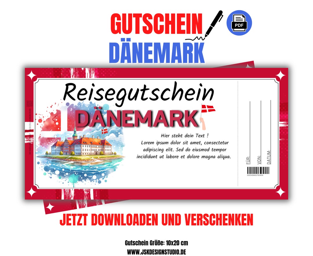 Denmark Voucher Template to Print Travel Voucher Denmark Gift Voucher ...