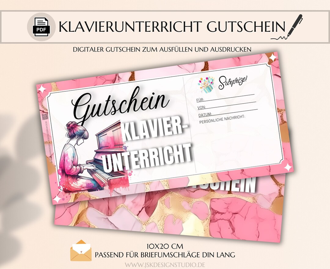 Voucher Piano Lessons Template to Print Voucher Piano Lessons Printable ...