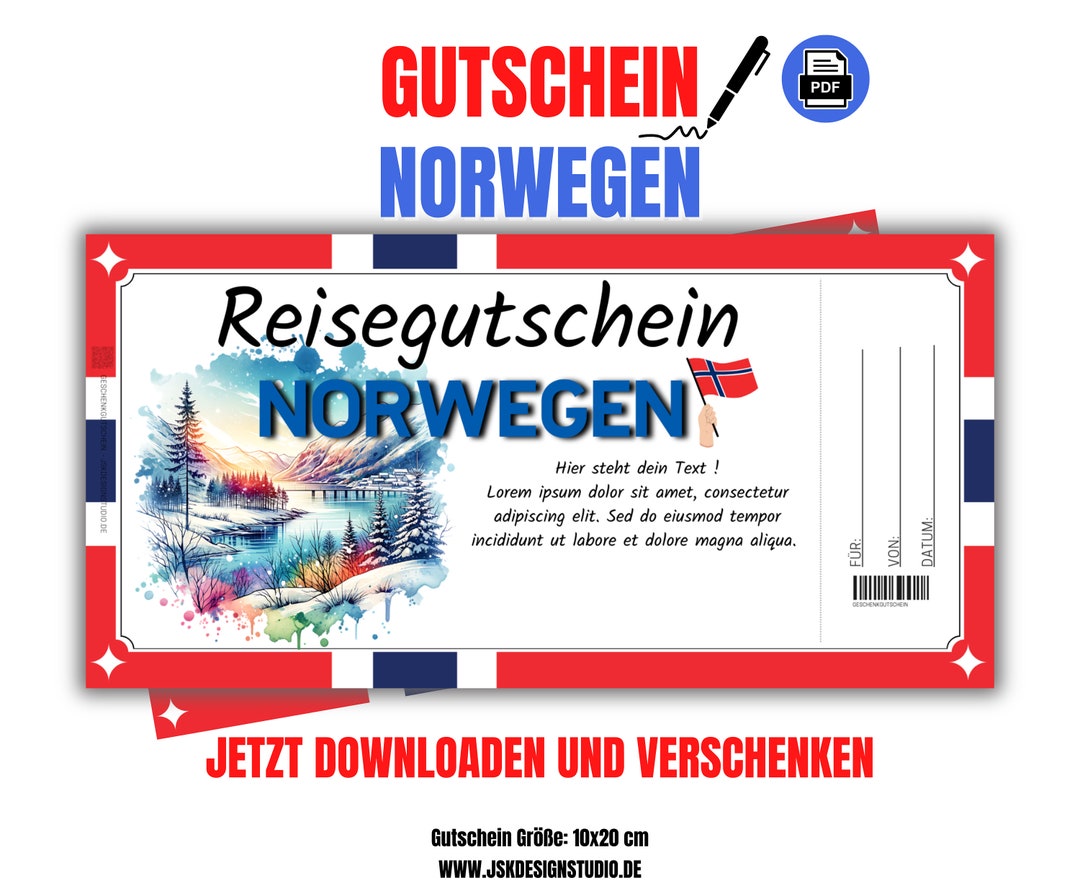 Voucher Norway Template to Print Travel Voucher Norway Gift Voucher for ...