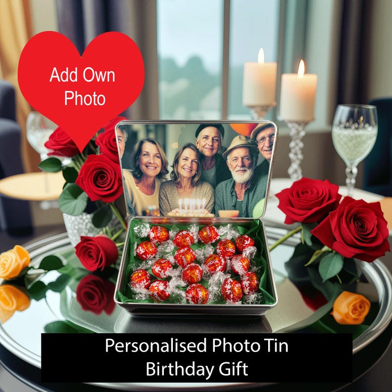 Chocolate Hamper Custom Photo Tin Personalised Special Long Distance ...