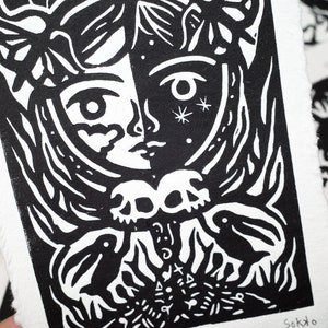 MIRROR, Mini Linocut Print, Original Handmade Art, Hand Carved, Mini ...