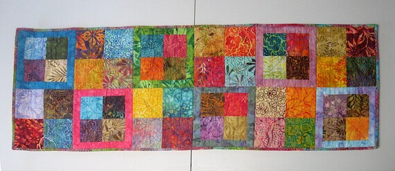 Batik Four Patch Table Runner | Etsy