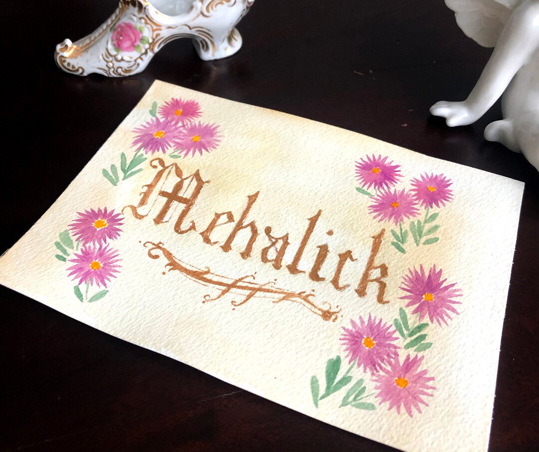 Handmade Custom Medieval Calligraphy With Watercolor Flowers - Etsy