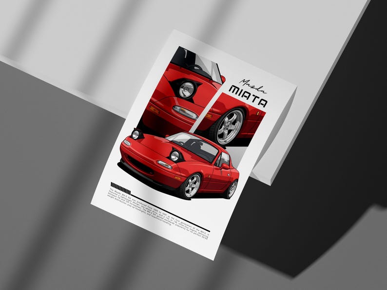 Mazda MX-5 NA (miata) - Minimalist Car Art Poster - Automotive Digital ...