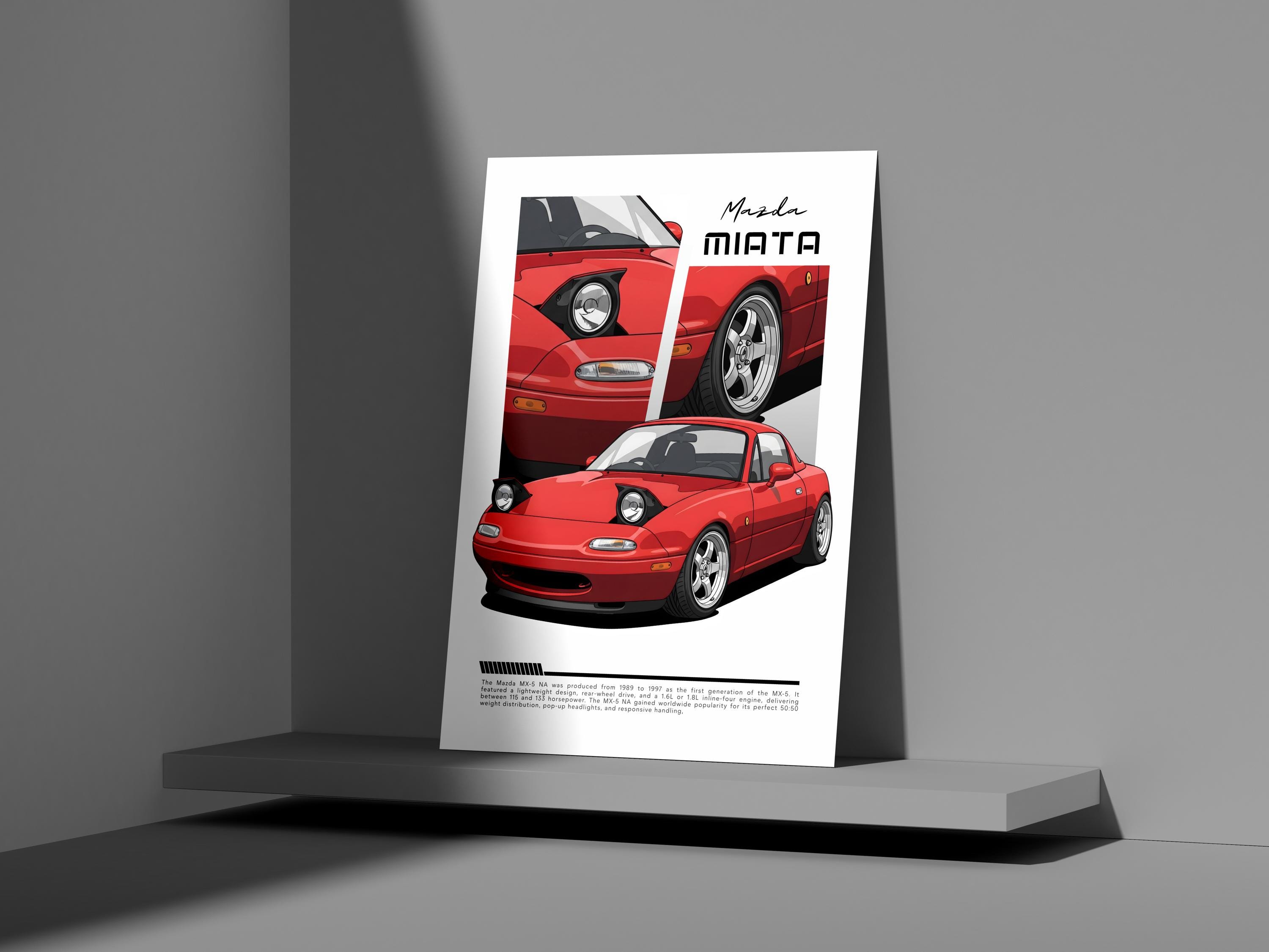 Mazda MX-5 NA (miata) - Minimalist Car Art Poster - Automotive Digital ...