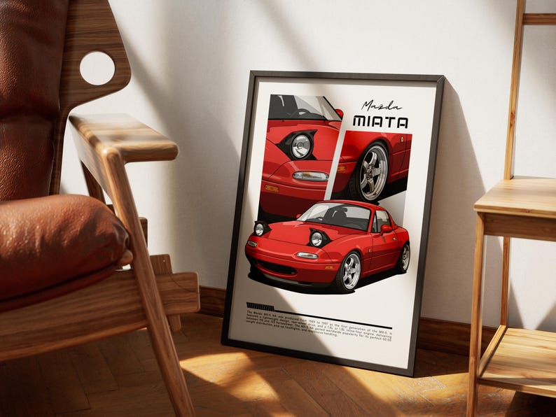 Mazda MX-5 NA (miata) - Minimalist Car Art Poster - Automotive Digital ...
