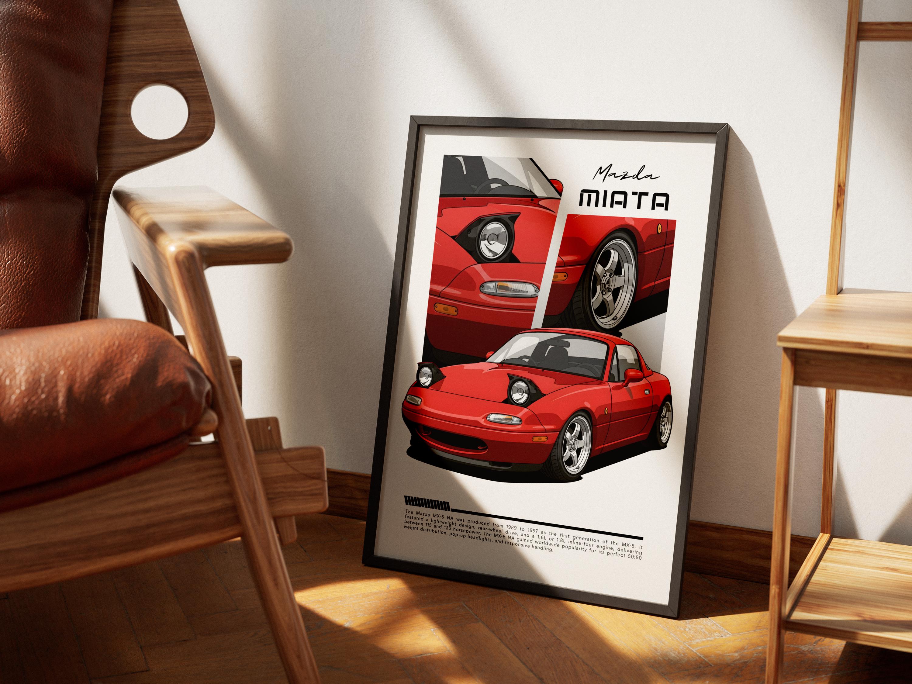 Mazda MX-5 NA (miata) - Minimalist Car Art Poster - Automotive Digital ...