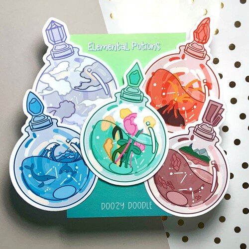 Elemental Potion Sticker Magic Potion Bottle Glossy - Etsy