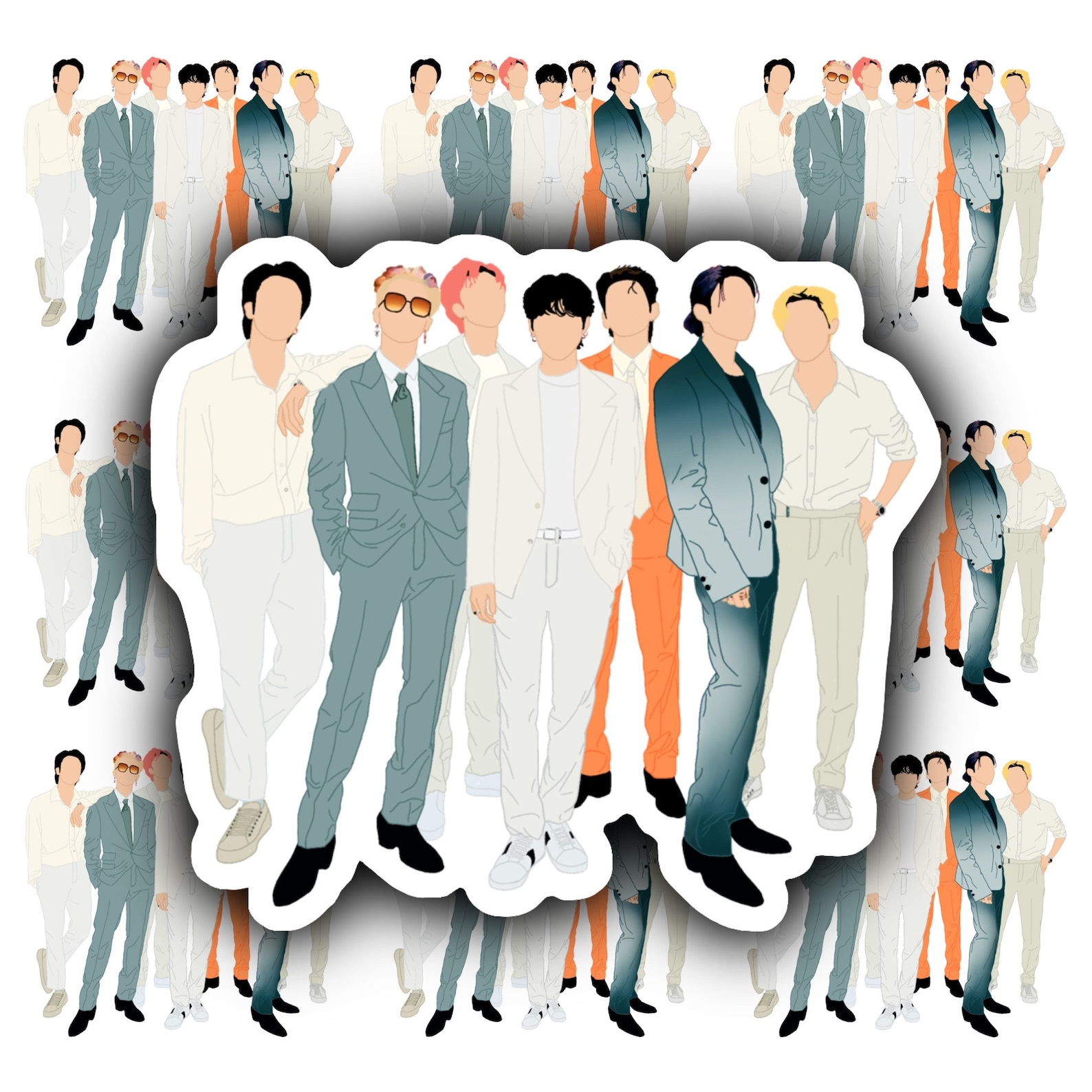 BTS Butter Faceless Group Sticker OT7 glossy Waterproof - Etsy