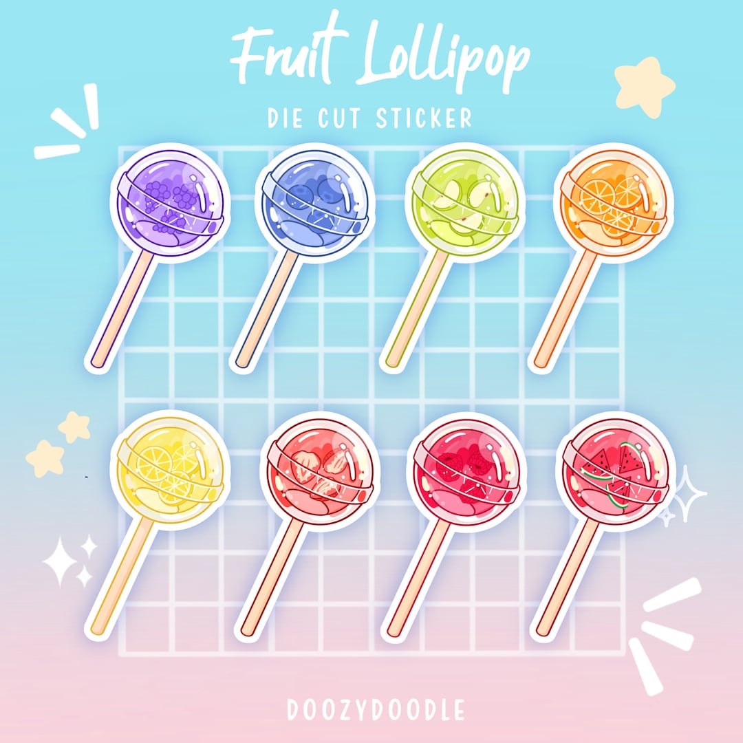 FRUIT LOLLIPOP Sticker (3 INCH Sticker) | Cute Stickers | Glossy ...