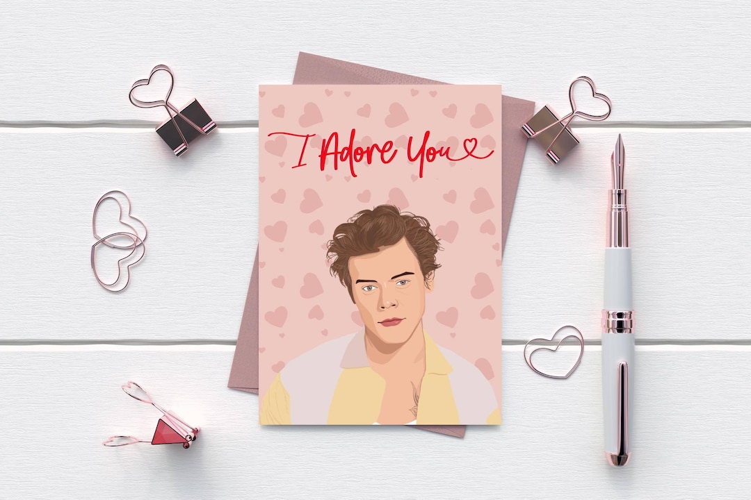 Harry Styles Valentine's Day Card Cute Couple Card I Adore You - Etsy