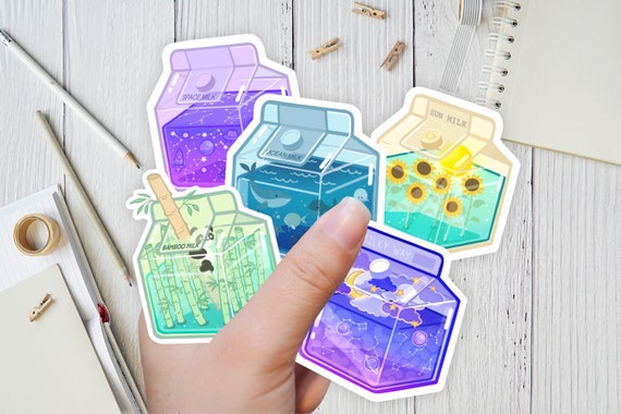 Milk Cartons Sticker Set 5 Pcs Space Milk Bamboo Milk | Etsy