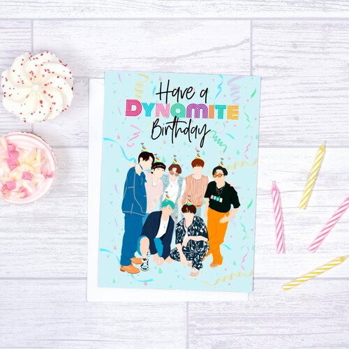 BTS DYNAMITE Happy Birthday Card Have a DYNAMITE Birthday - Etsy