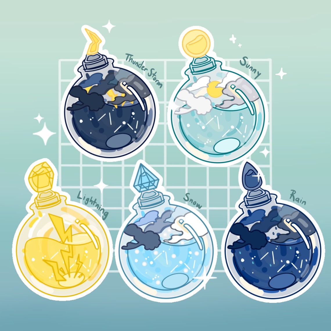Weather Potion Sticker Set Aesthetic Sticker Sheet Potion | Etsy