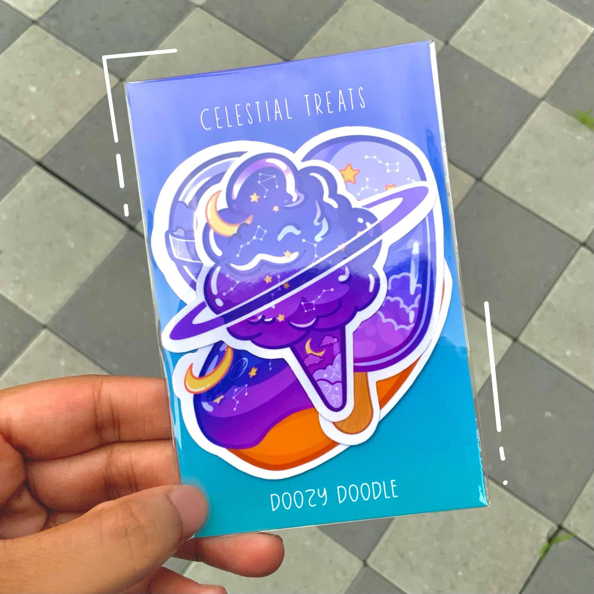 Celestial Treat Sticker Set (4 Pcs) | Galaxy Food Sticker | Cotton ...
