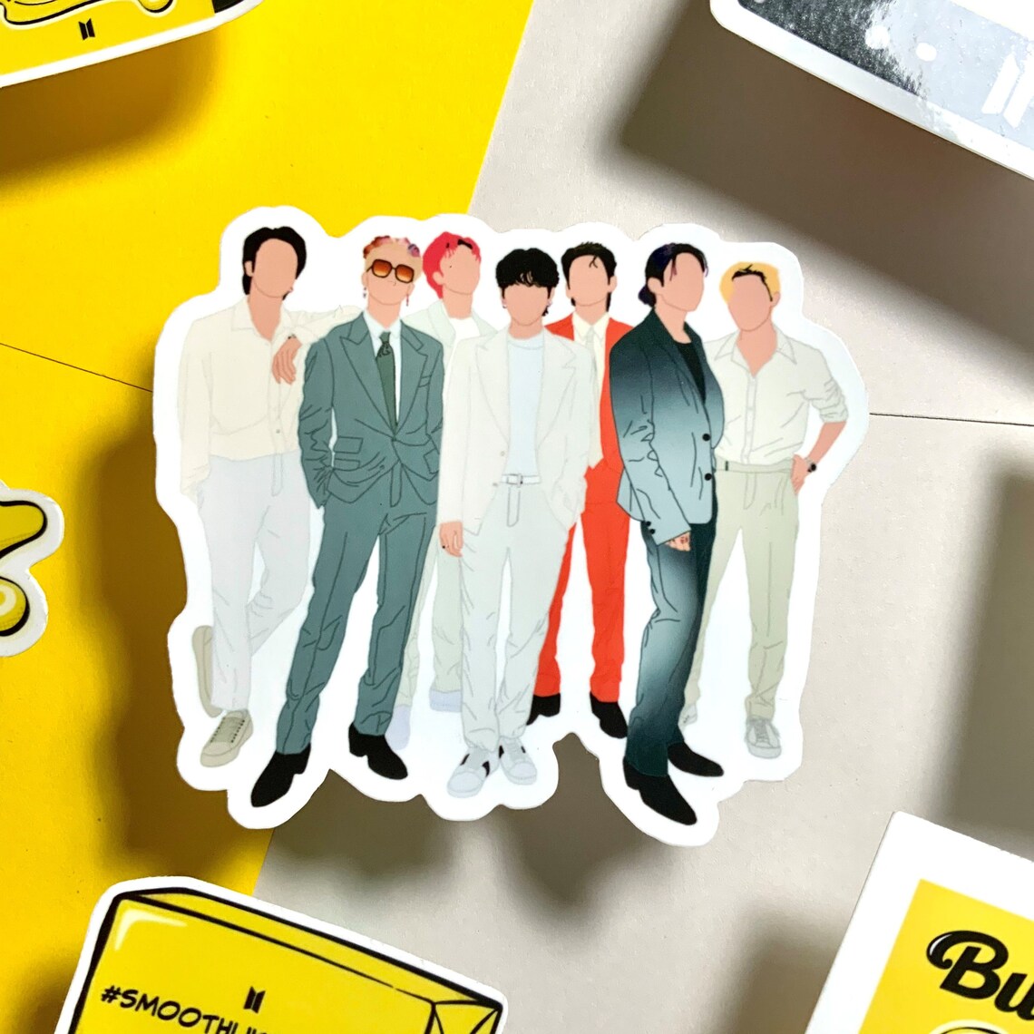 BTS Butter Faceless Group Sticker OT7 glossy Waterproof - Etsy