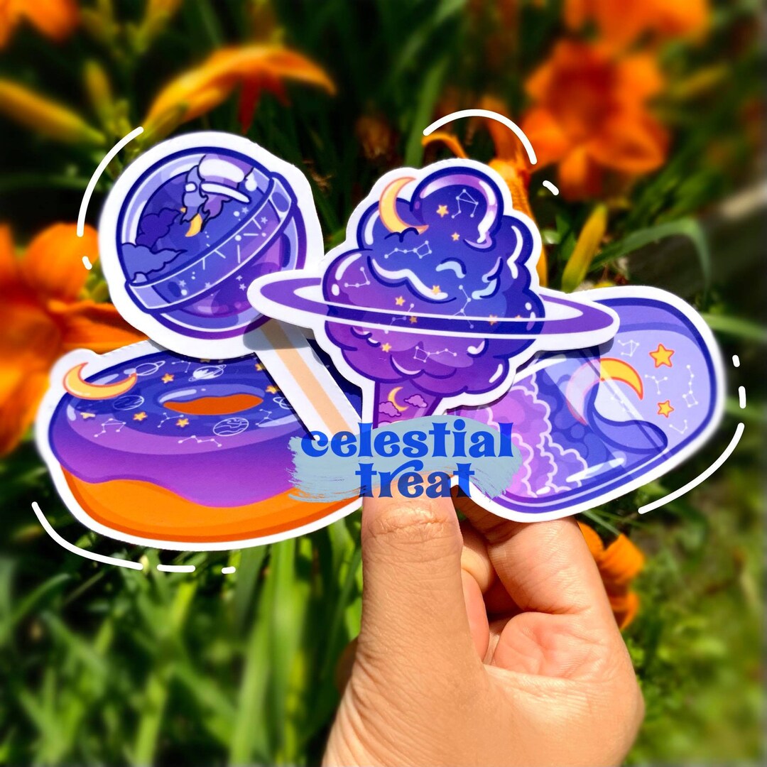Celestial Treat Sticker Set (4 Pcs) | Galaxy Food Sticker | Cotton ...
