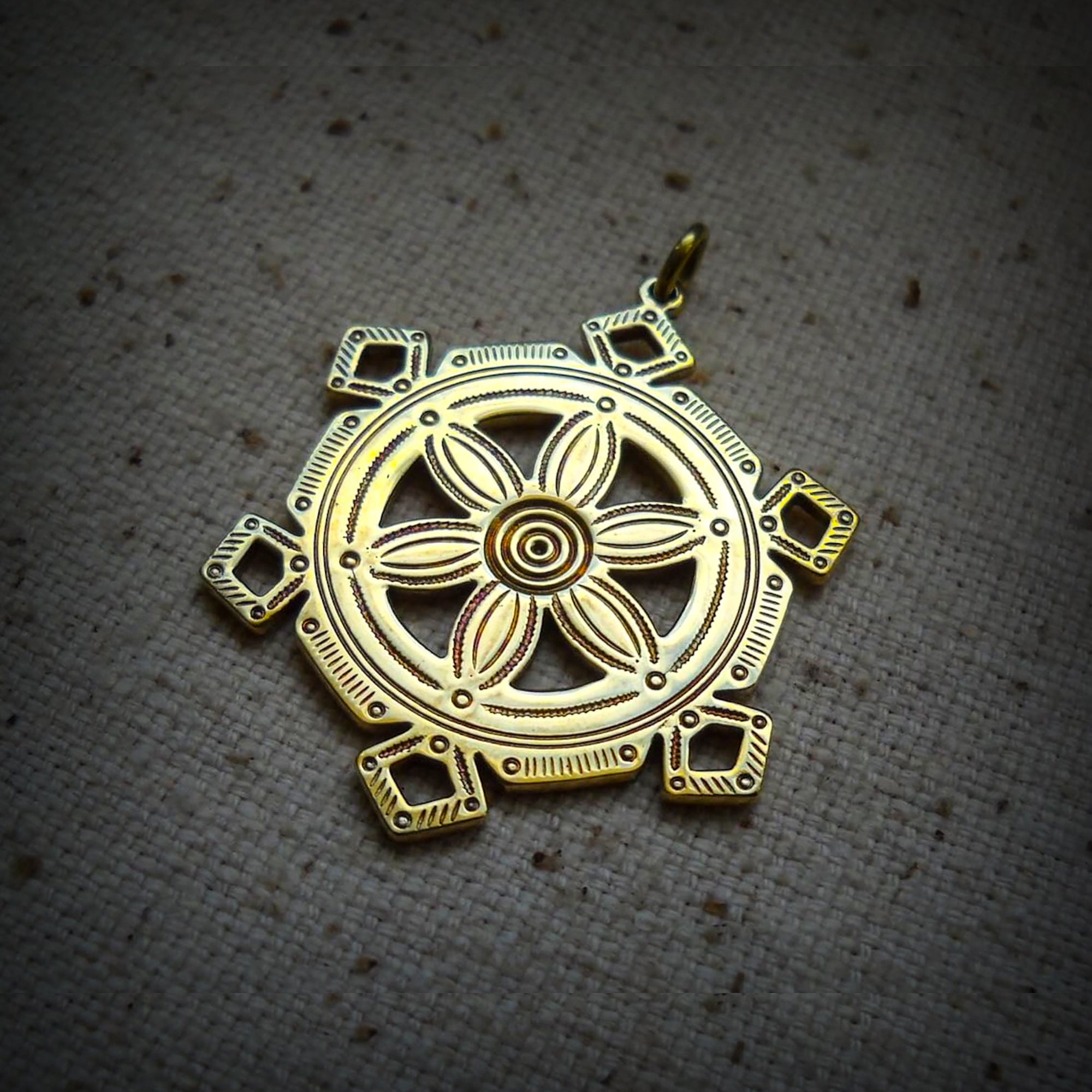 Sun Symbol Pendantukraine Brass Pendantvintage Brass - Etsy
