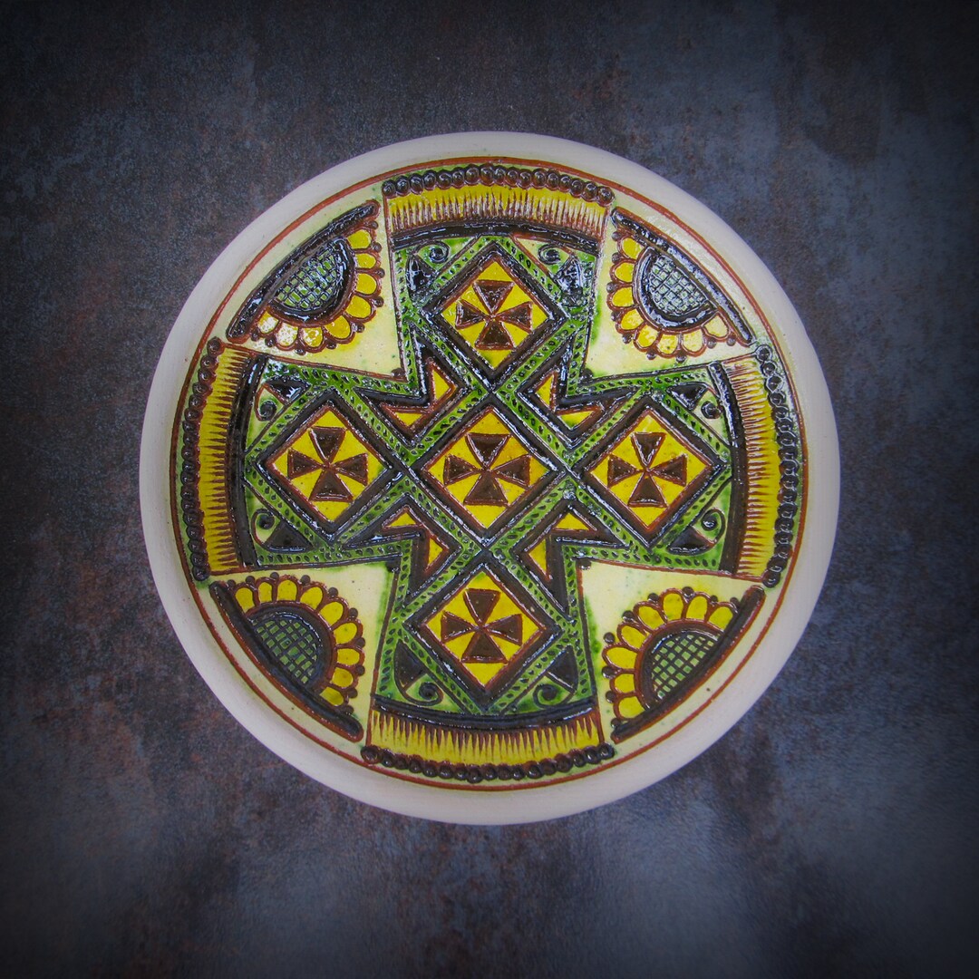 Hutsuls Decorative Pottery Plate,kosiv Ceramic Plate,hand Painted ...