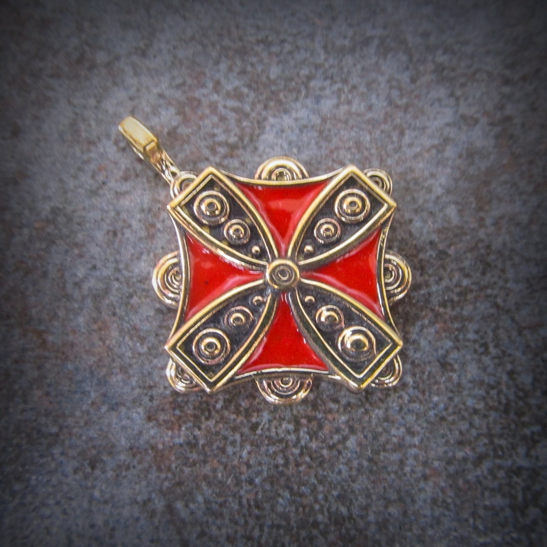 Handmade Red Enamelled Maltese Cross,hospitallers Brass Cross Necklace ...