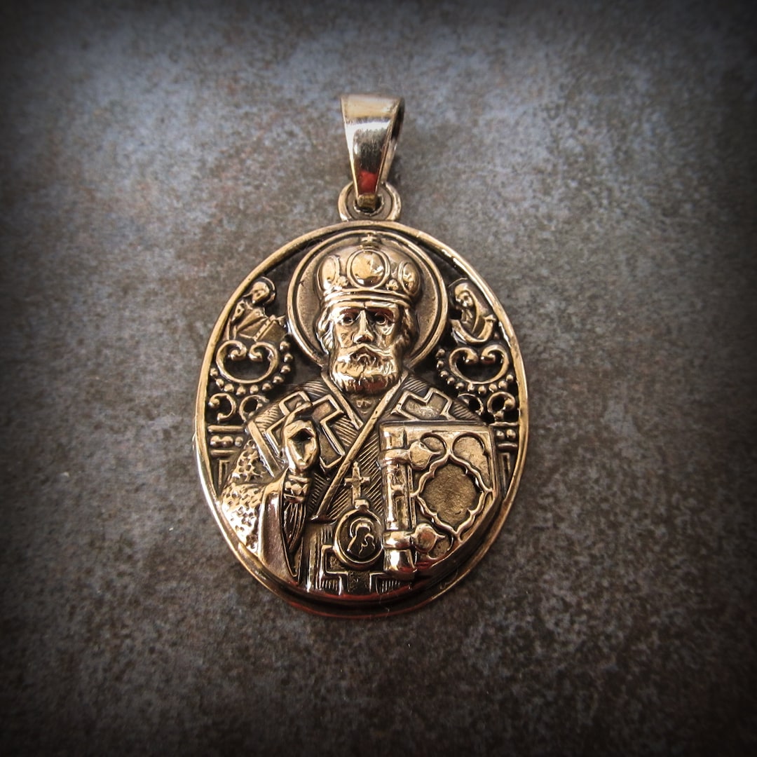 Saint Nicholas Bronze Necklace Pendant,st Nicholas Day Gift,st Nicholas ...
