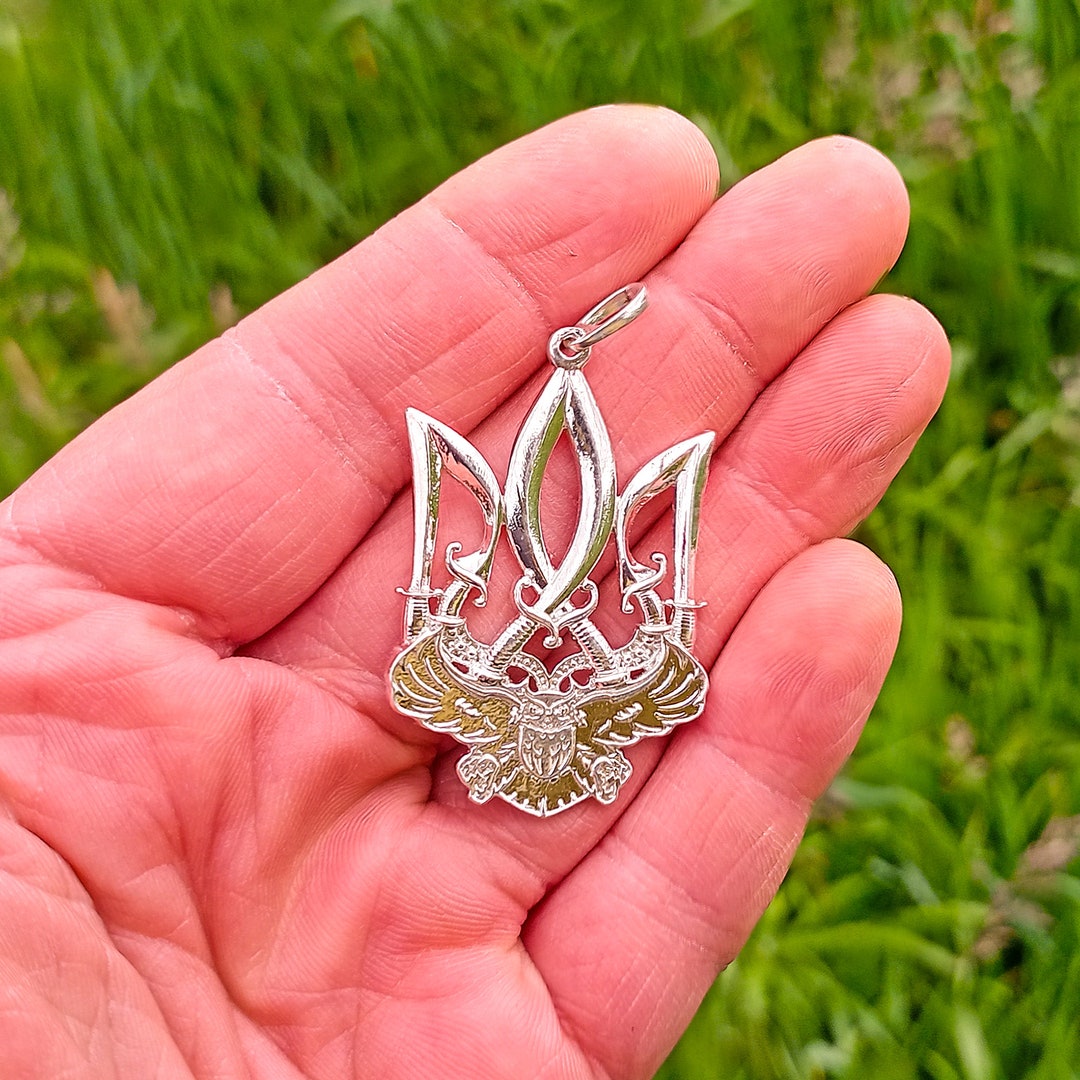 Ukrainian Trident With the Owl Necklace Pendant,ukraine Tryzub With Owl ...