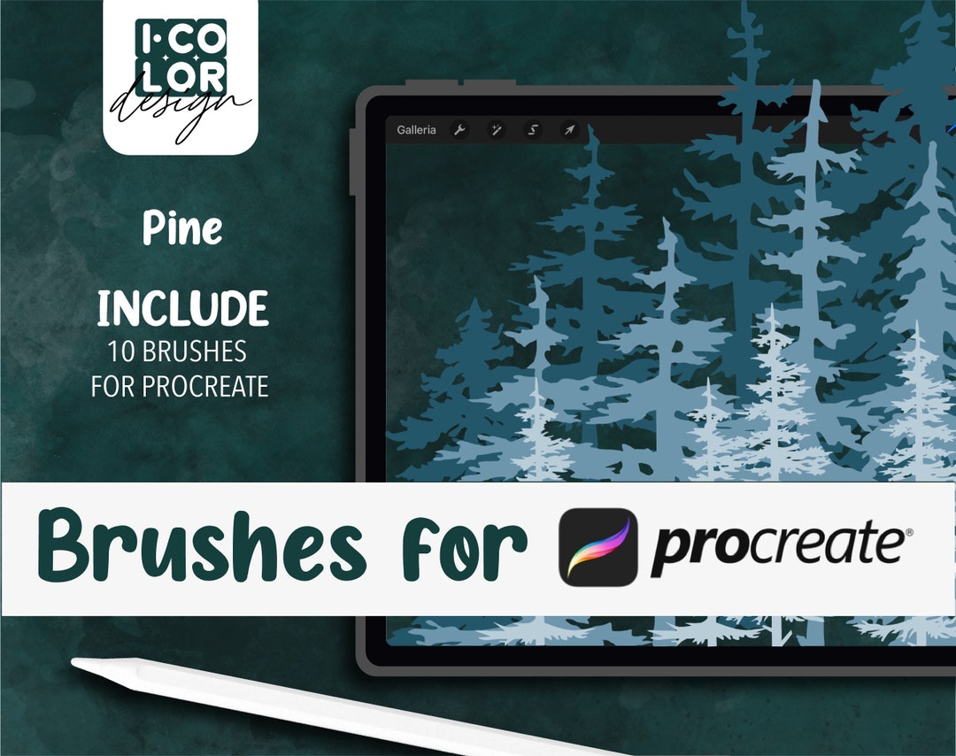 10 Stamp Brushes for PROCREATE for Fines and Firtrees, Brush Procreate ...