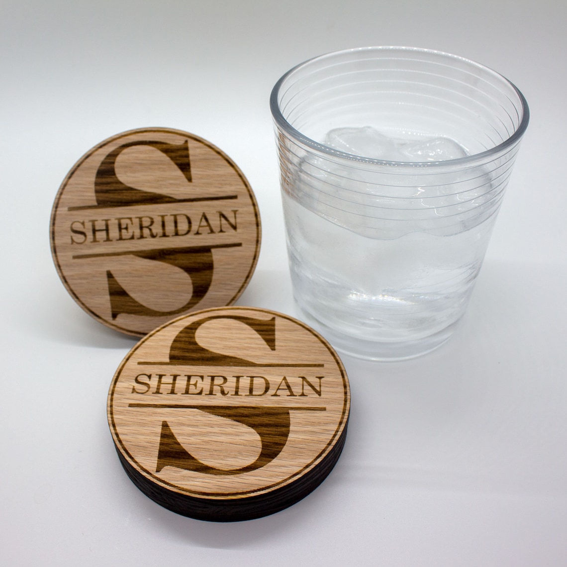 Personalized Laser Engraved Monogram Coasters | Wood Coasters | Coaster ...