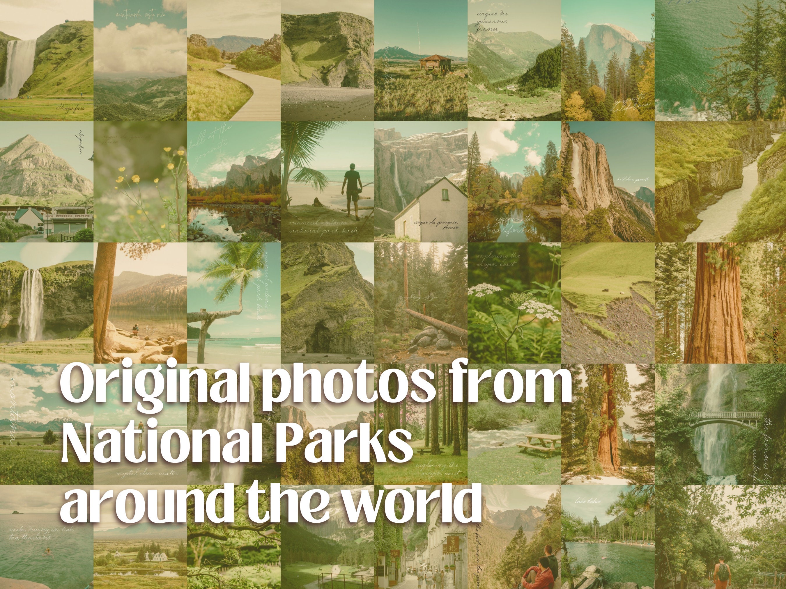 100pc Vintage Nature & Art Travel Forest Hiking Prints - World National Parks - Aesthetic ...