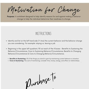 Motivation for Change DIGITAL Handout - Etsy