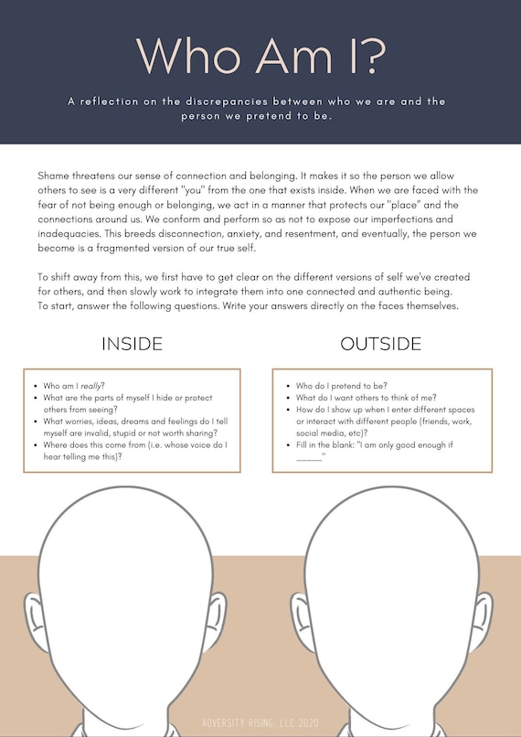 Who Am I: a DIGITAL Handout designed to help you get clear on | Etsy